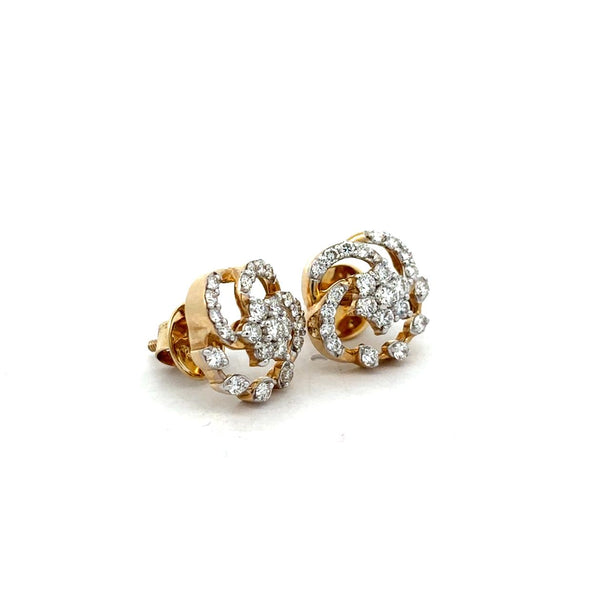 Rose Gold Diamond Cluster Studs - Delicate Flower Pattern Earrings ...